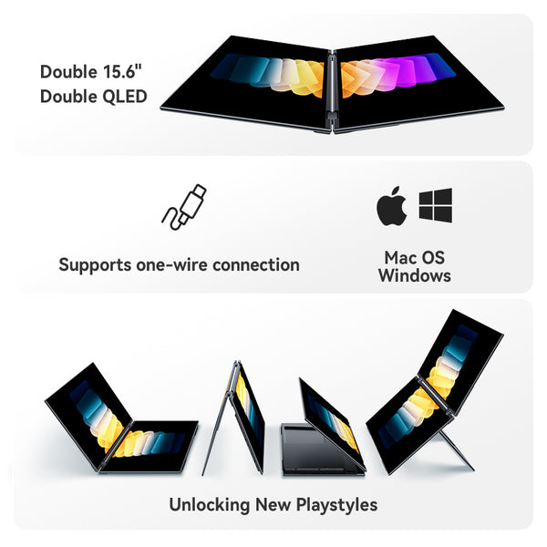 EHOMEWEI Dual Screen Portable Monitor Drive-free FHD 15.6“ For Laptop